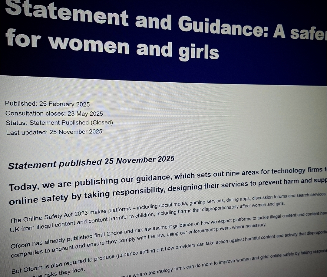 Ofcom Statement and Guidance: A safer life online for women and girls ...